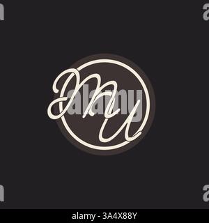 MU Initial letter circular line logo template vector with gradient ...