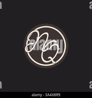 NQ Initial letter circular line logo template vector with gradient ...
