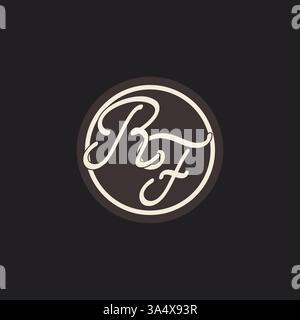 RF Initial letter circular line logo template vector with gradient ...