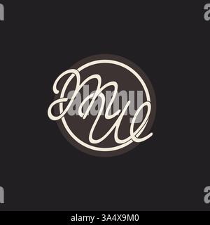 MW Initial letter circular line logo template vector with gradient ...