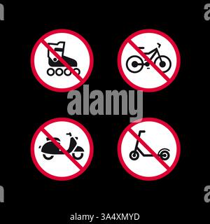 Prohibited signs, forbidden round stickers set, vector icons Stock ...