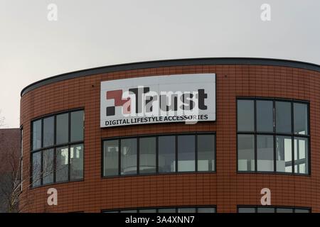 Trust logo sign. Trust is a Dutch electronics company that makes ...