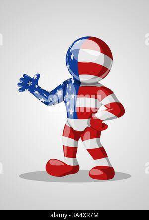Fun faceless character decorated in the colors of the American flag ...