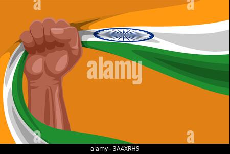 India flag on a clenched fist. Strength, Power, Protest concept Stock ...