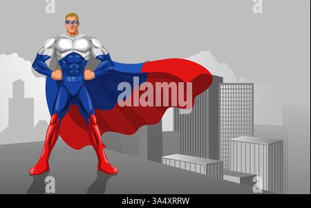 Muscular superhero in a costume inspired by Italy insignia, standing ...
