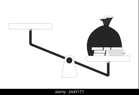 Money bag on tilted balance scale 2D cartoon object Stock Vector Image ...