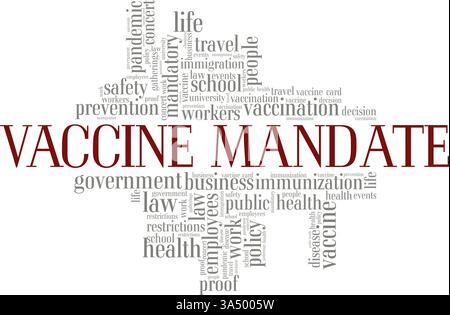 Vaccine Mandate vector illustration word cloud isolated on white ...