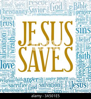 Jesus Saves vector illustration word cloud isolated on white background ...