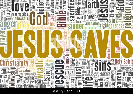 Jesus Saves vector illustration word cloud isolated on white background ...