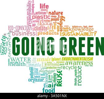 Going Green vector illustration word cloud isolated on white background ...