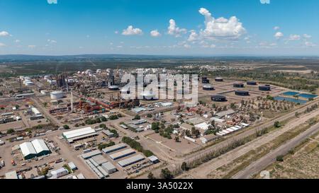 Mendoza, Argentina, March 16, 2025: Aerial view of unconventional crude ...