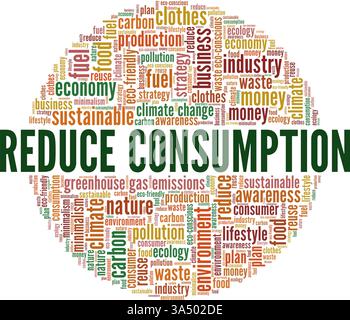 Reduce Consumption vector illustration word cloud isolated on white ...