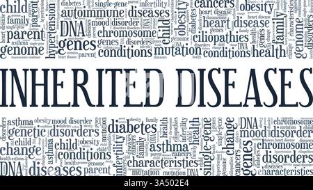 Inherited Diseases vector illustration word cloud isolated on white ...