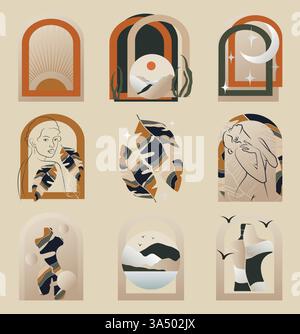 hand drawn gradient cartoon of a woman wearing santa hat Stock Vector ...