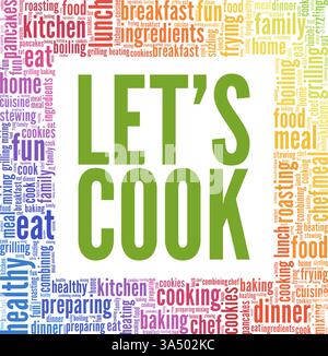 Let's Cook vector illustration word cloud isolated on white background ...