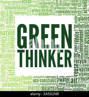 Green Thinker vector illustration word cloud isolated on white ...