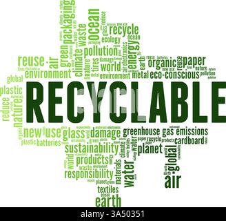Recyclable vector illustration word cloud isolated on white background ...