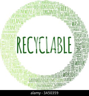Recyclable vector illustration word cloud isolated on white background ...