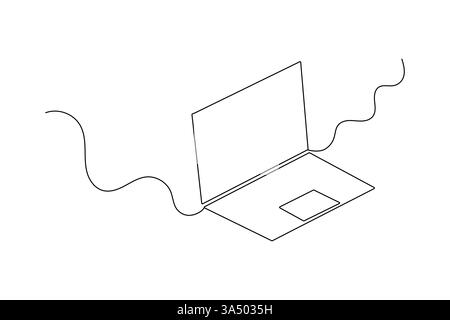 Continuous one line drawing laptop. Vector illustration Stock Vector Image & Art - Alamy