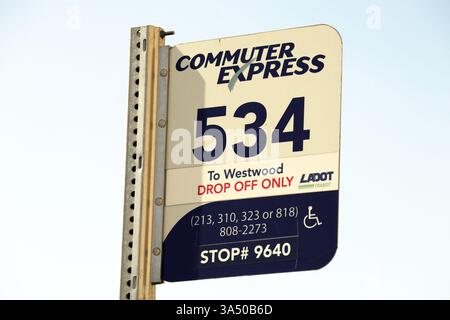 LADOT Commuter Express Bus stop sign in Los Angeles, California Stock ...