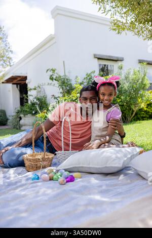 Easter egg hunt in garden. Child boy playing in field, hunting easter ...