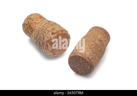 Natural cork bottle closures in upright and horizontal positions Stock ...