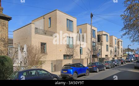 New housing development on Blenheim Grove, Peckham. 5 split-level homes ...