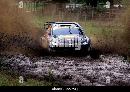 Finnish rally drivers Kalle Rovampera, Jonne Halttunen with car Toyota ...