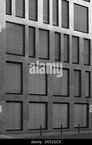 Outdoor window blinds for sun protection at a high rise elderly home in ...