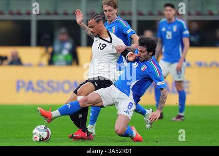 Italy's Sandro Tonali fights for the ball with Israel's Ramzi Safuri ...