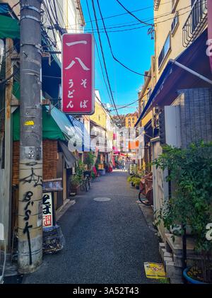 Small cute Japanese street in the Asakusa district of Tokyo, Japan ...