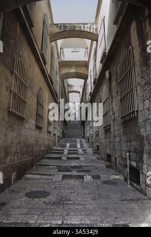 Empty streets of Jerusalem Old city during corona virus closure Stock ...