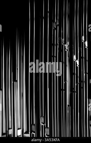 Close-up of a pipe organ with detailed wooden carvings and golden ...