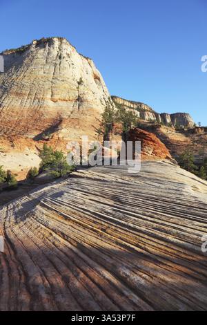 Sunset landscape shot. Red cliffs with breathtaking formations on the ...