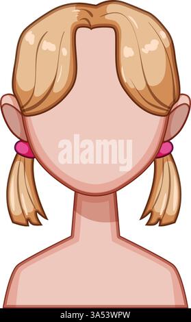 updo hairstyles for kid girl cartoon vector illustration Stock Vector ...