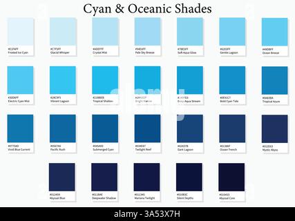 Cyan Blue Color Shades Swatches Stock Vector Image & Art - Alamy