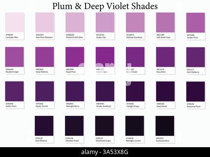 Purple Color Shades Swatches Palette with Names Stock Vector Image ...