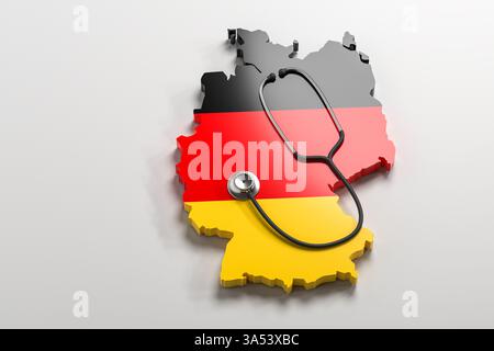 Healthcare in Germany concept: A stethoscope on a 3d map of Germany ...