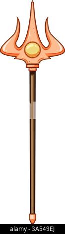 artifact trident magic cartoon vector illustration Stock Vector Image ...