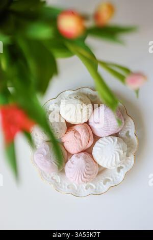 Marshmallow bouquet. Zephyr tulips. Natural homemade marshmallow ...