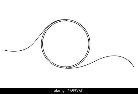 Continuous line drawing of round frame. One line icon of frame. One ...
