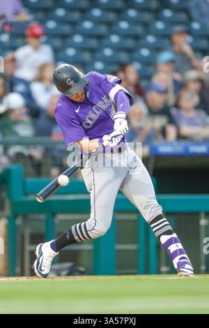 Colorado Rockies shortstop Aaron Schunk (30) in the second inning of a ...