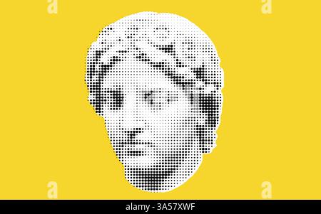 Stylized Classical Statue Head on Yellow Background Stock Vector Image ...
