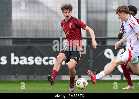 Wout Verlinden (14) of Belgium pictured during a friendly soccer game ...