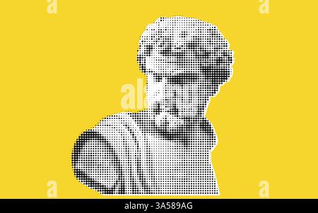 Stylized Classical Statue Bust on Yellow Background Stock Vector Image ...