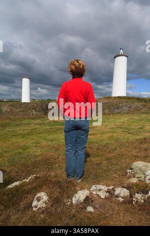 Metal Man Beacons, Tramore, County Waterford, Ireland Stock Photo - Alamy