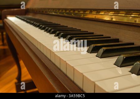 Piano keys in warm color tone, Zoom in Stock Photo - Alamy