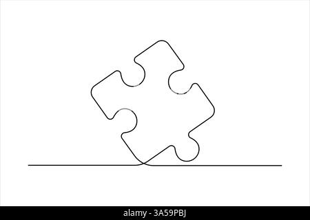 Puzzle design continuous one line art drawing of vector illustration ...