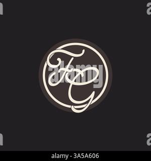 FG Initial letter circular line logo template vector with gradient ...