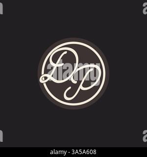 DP Initial letter circular line logo template vector with gradient ...